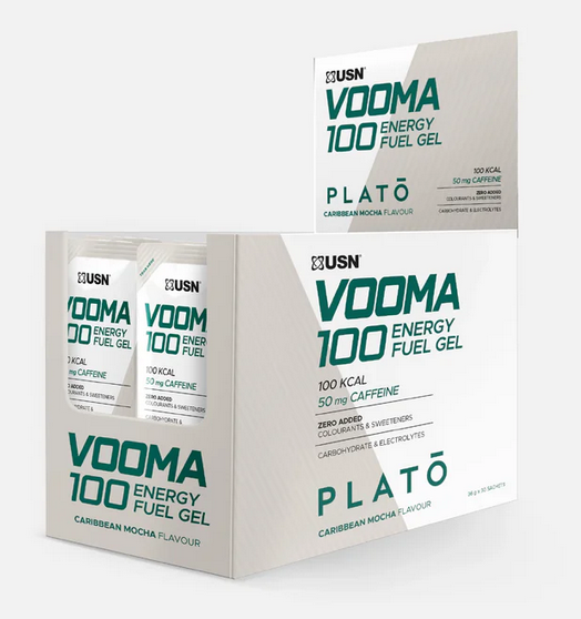 USN Plato Vooma Energy Gel, Caribbean Mocha / Coffee, 36g (Pack of 30 ...